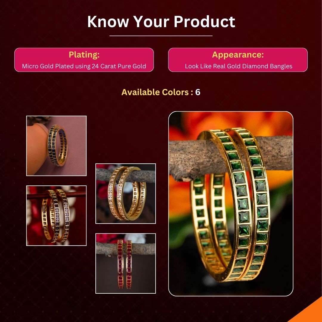 Shop Trendy Micro Gold Plated Blue AD Bangles - Limited Edition ...