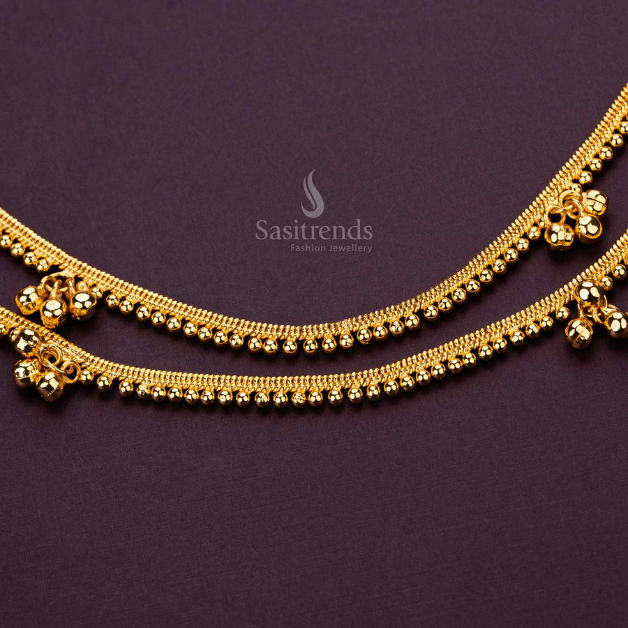 Elegant Micro Gold Plated Payal Anklets Beaded Design - Sasitrends