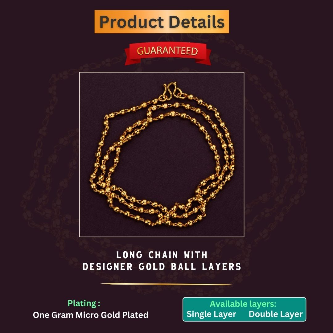 Micro Gold Plated Chain with Designer Gold Ball Layers - Sasitrends