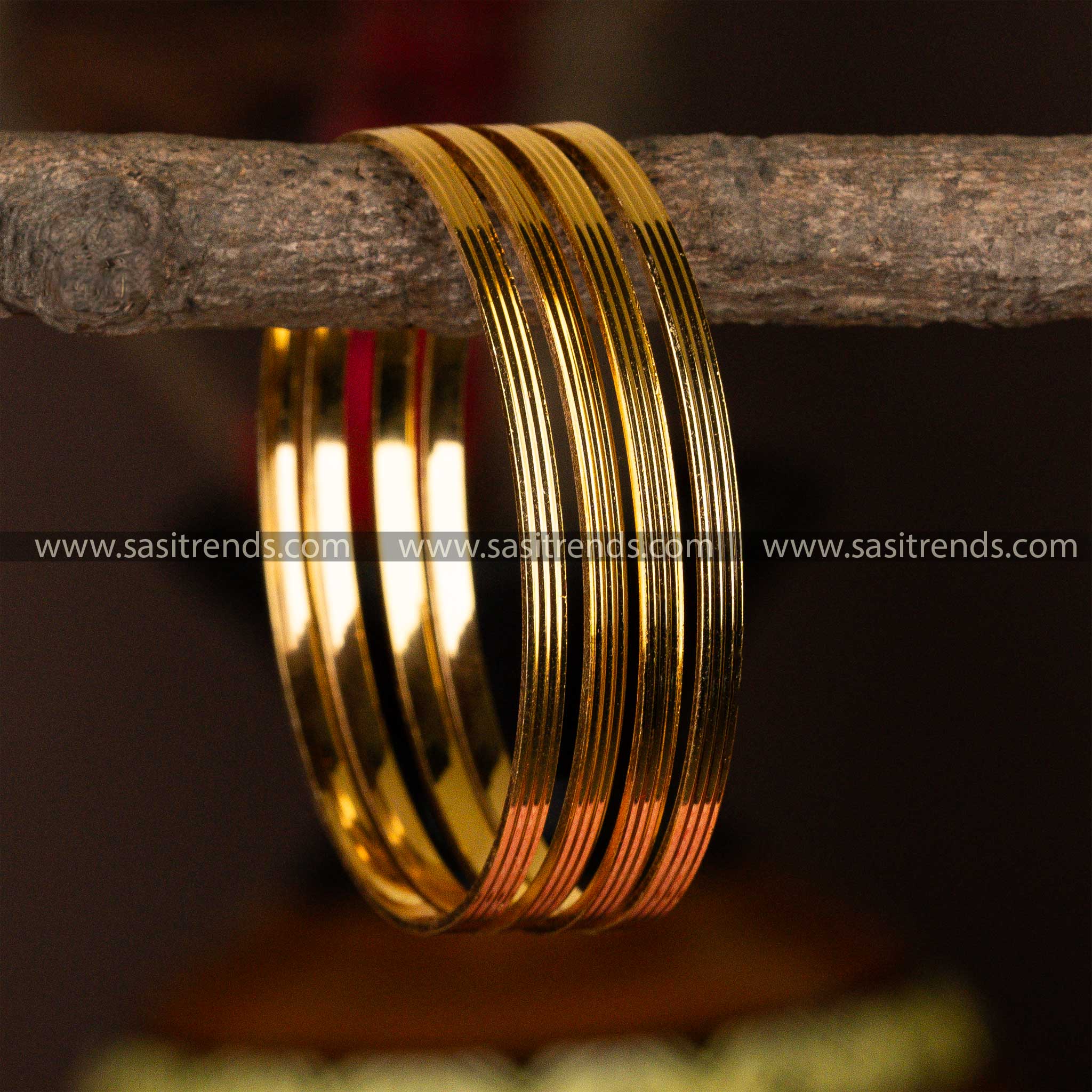 Sleek Shimmer Kada Micro Gold Plated Bangles Set - Attractive ...