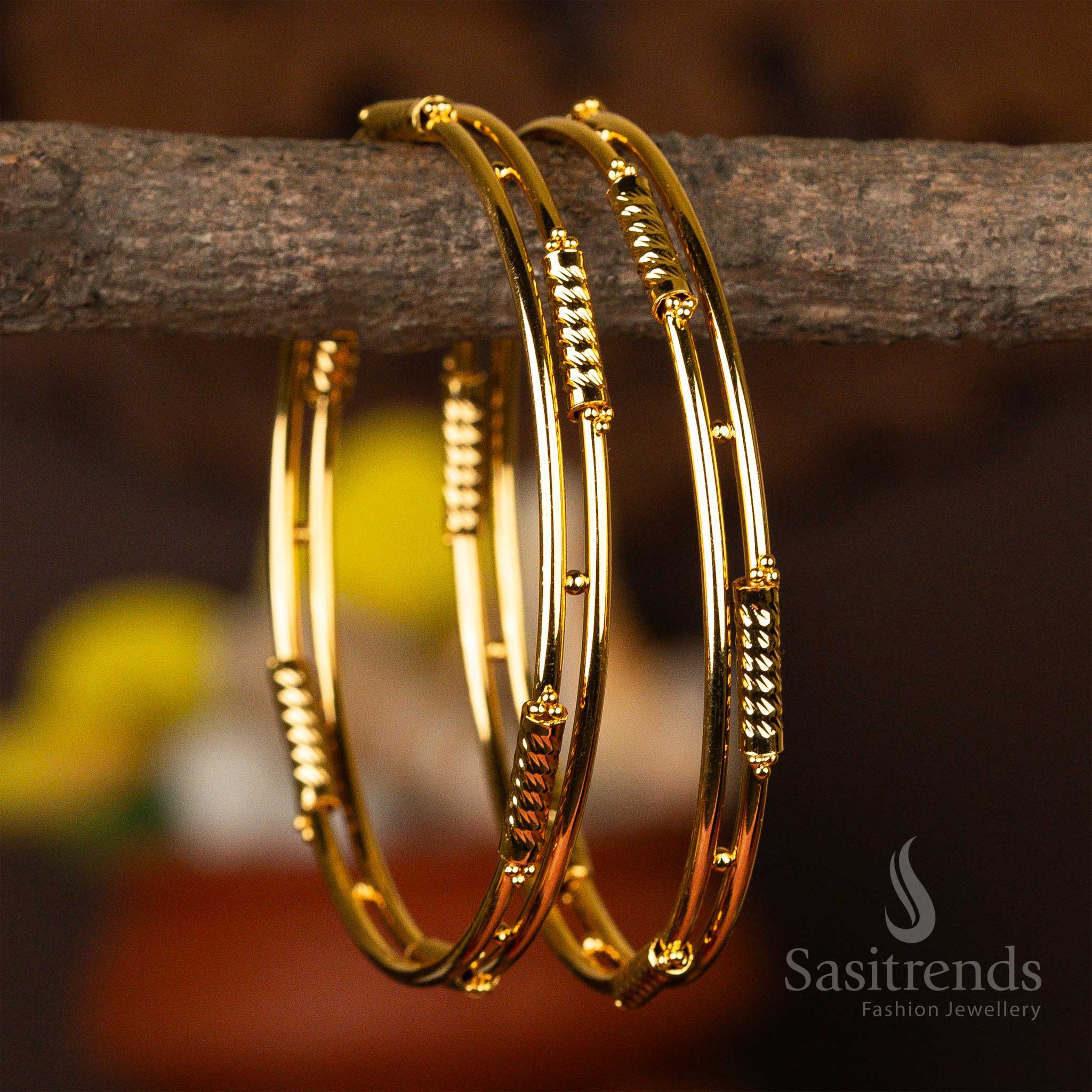 Elegant Micro Gold Plated Bangles for Traditional Attire – Sasitrends