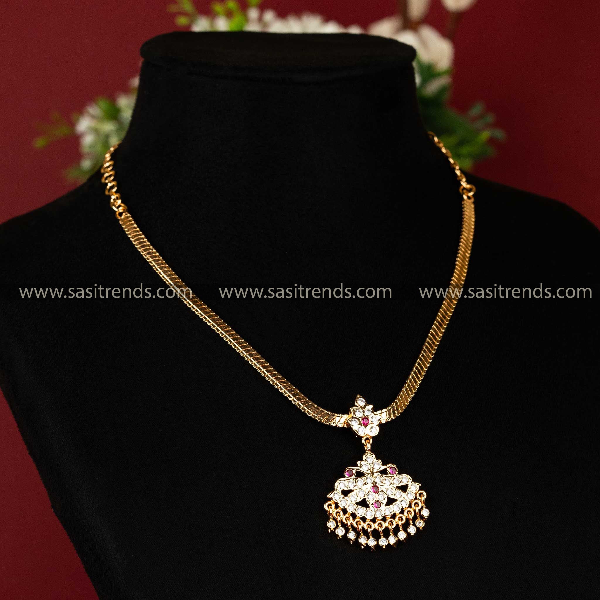 Sasitrends - One Gram Micro Gold Plated Attigai Necklace with American ...