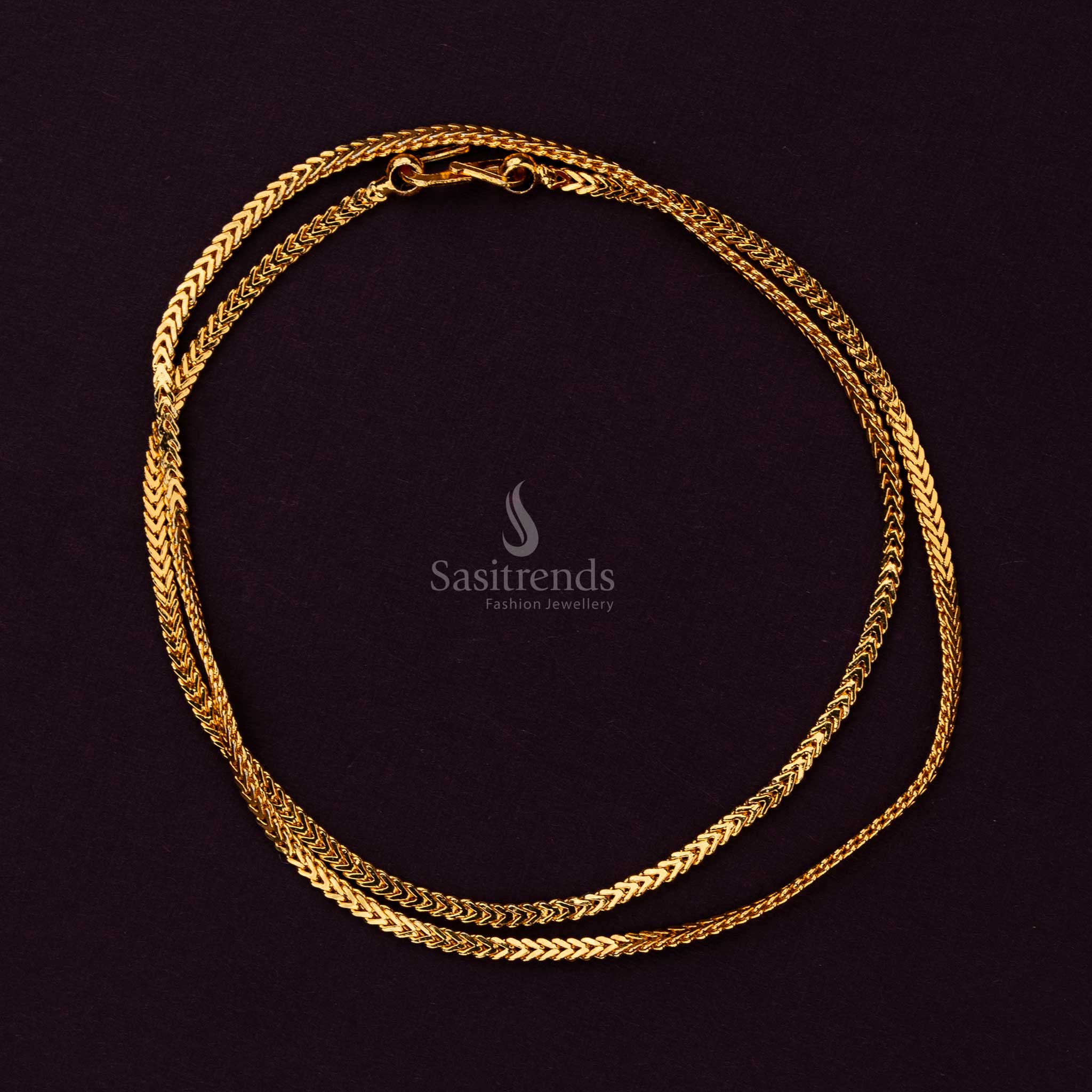 Micro Gold Plated Chevron Link Chain with Secure Clasp - Sasitrends