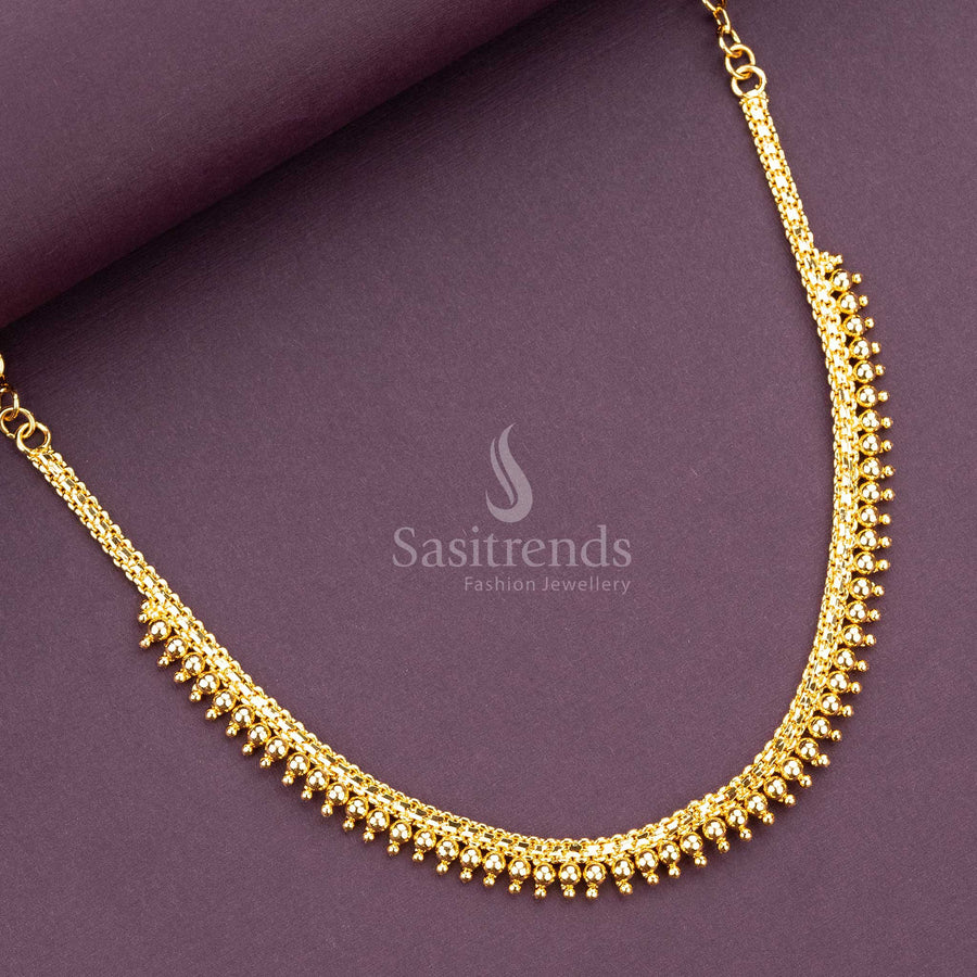 Golden Ball Necklace in Micro Gold Plating - Traditional Elegance ...