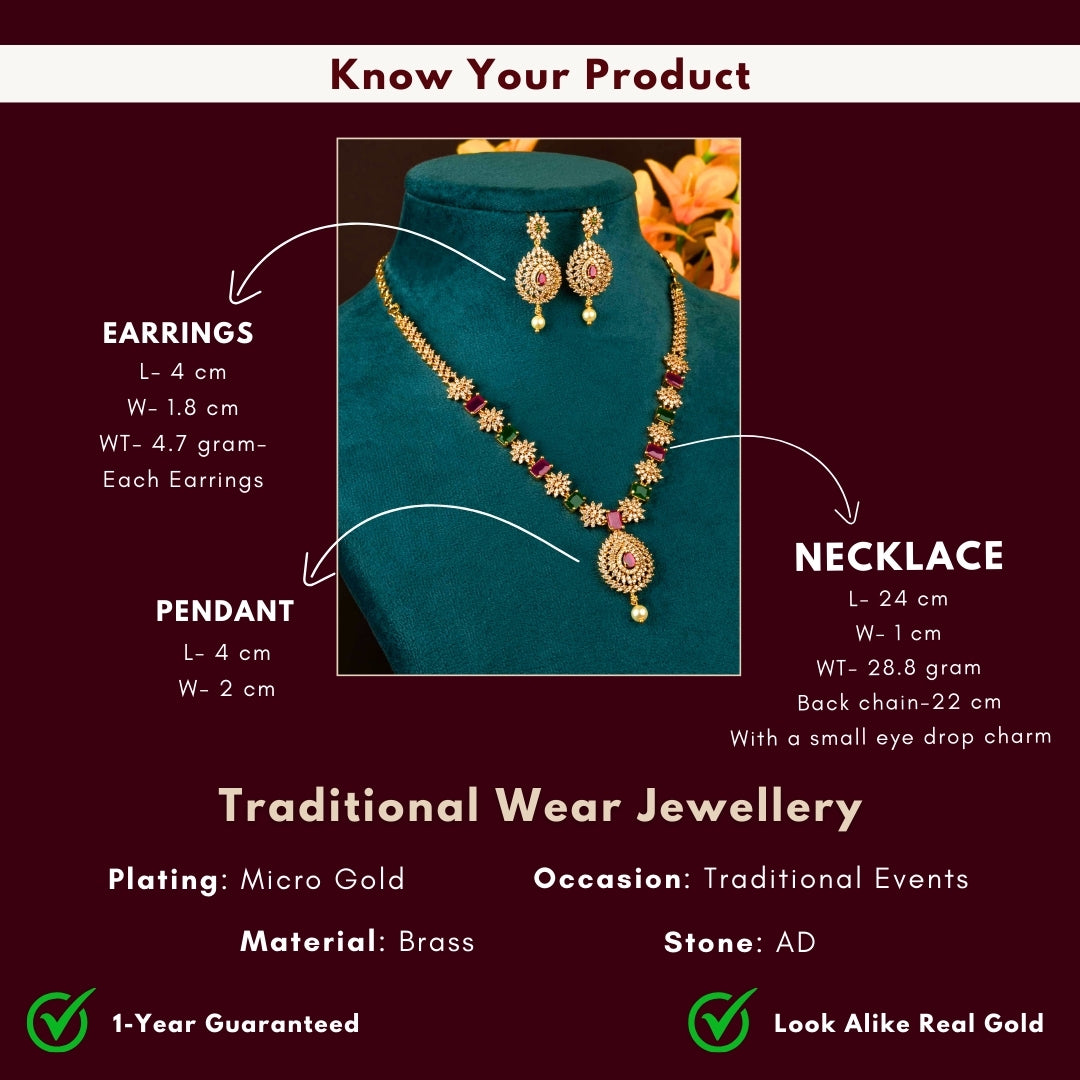 Multi color Festive AD Stone Jewellery Set - One Gram Gold – Sasitrends
