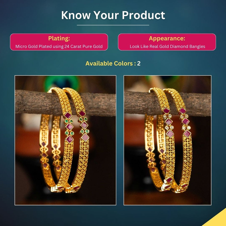 Stunning Micro Gold Plated AD Bangles - Elegant Traditional Jewellery ...