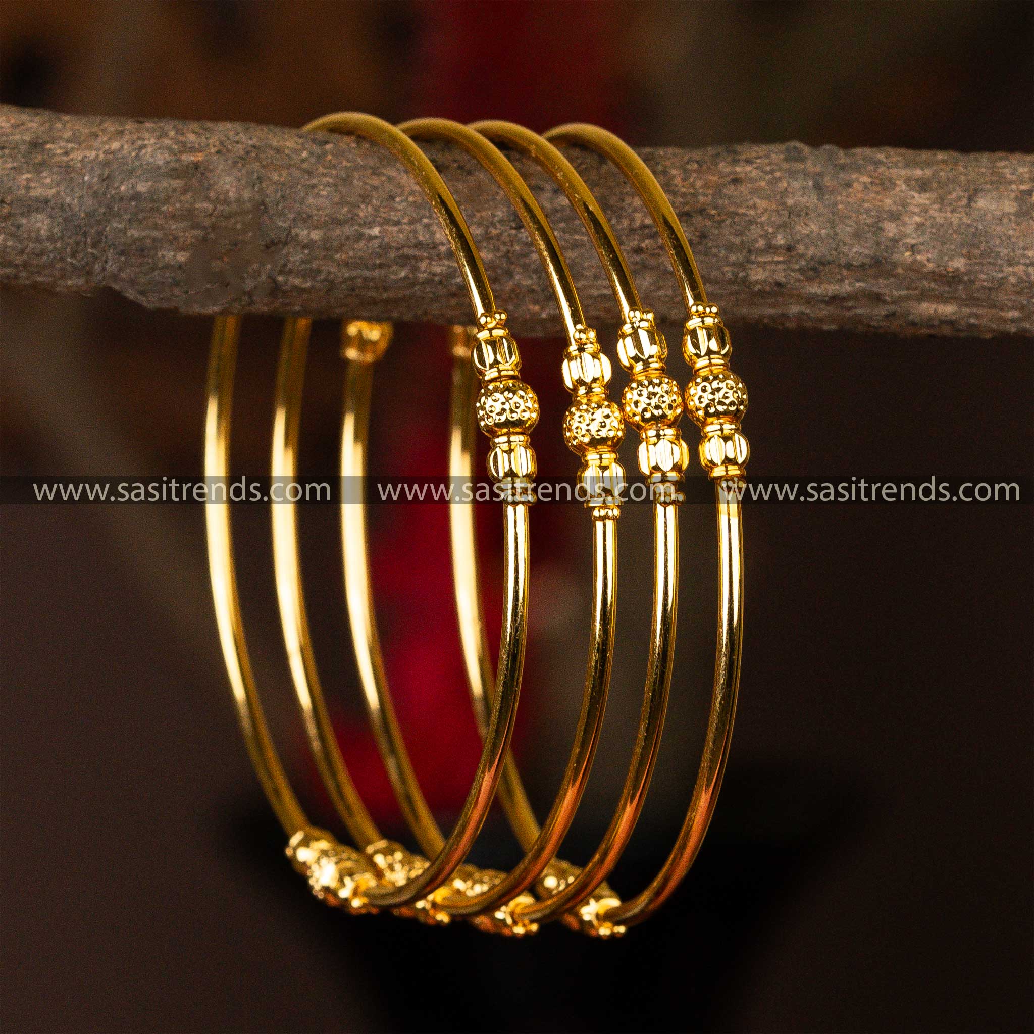 Luxurious One Gram Beaded Kada Gold Plated Bangles Set - Opulent ...