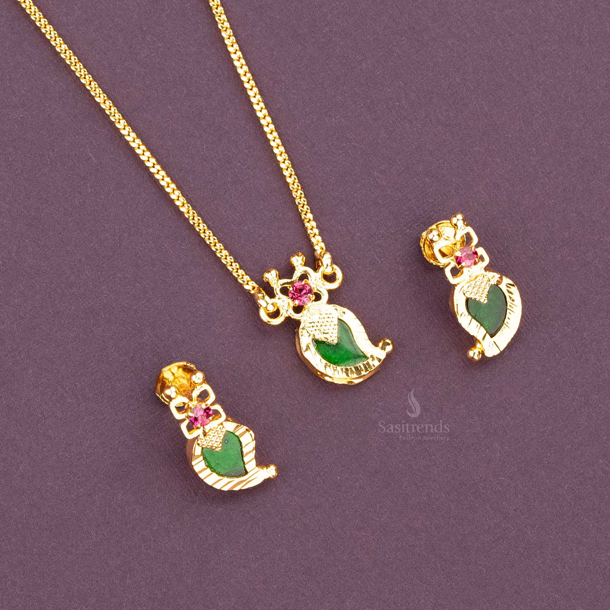 Kerala Palakka Mango Pendant Chain Jewellery Set - Micro Gold Plated ...