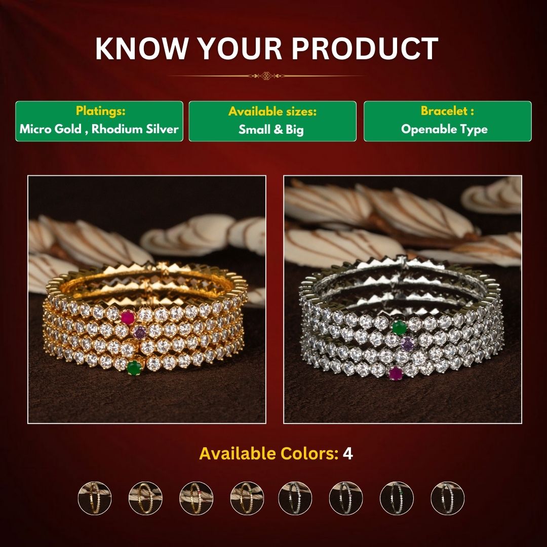 Openable Single Bangle Real Diamond Look, Micro Gold & Silver - Sasitrends