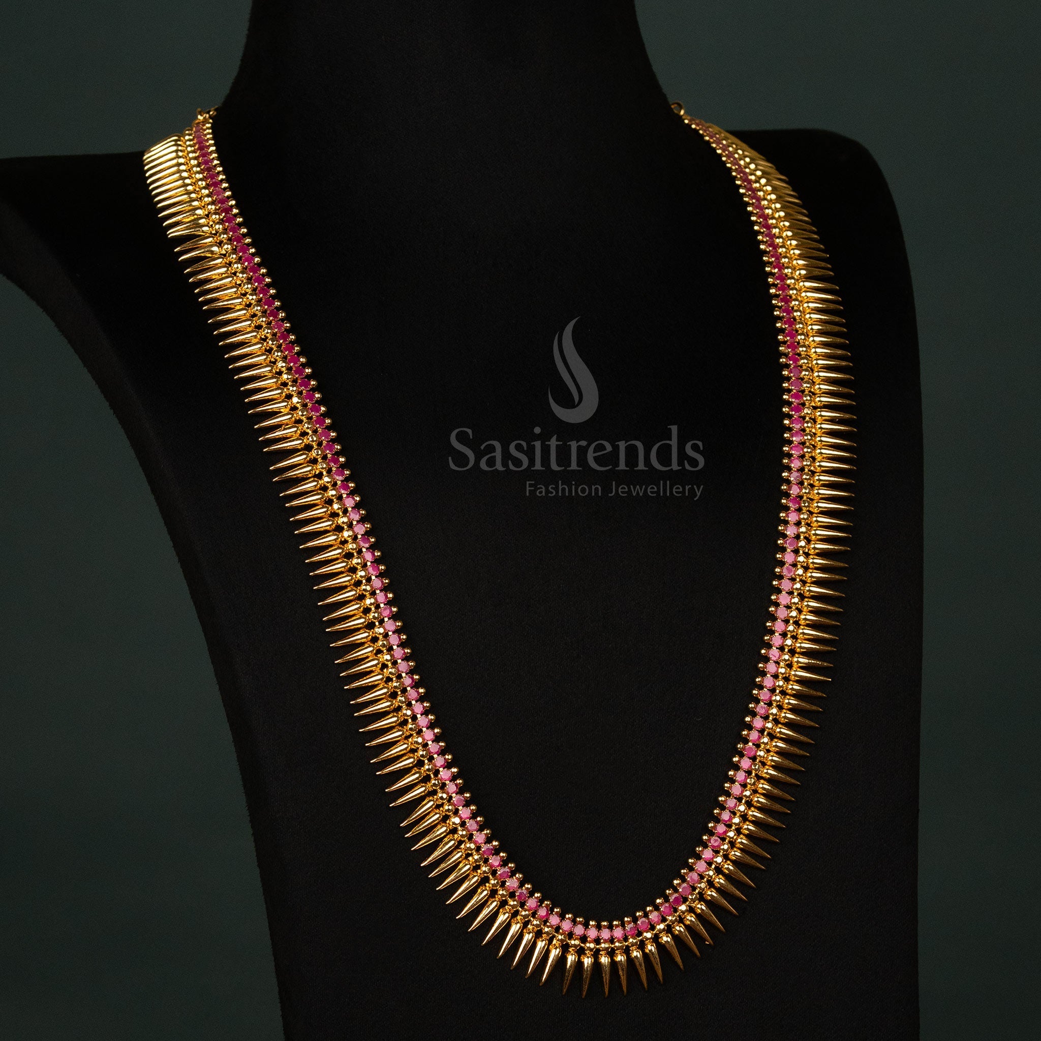 Micro Gold Plated Mullapoo Necklace with AD Stones - Sasitrends