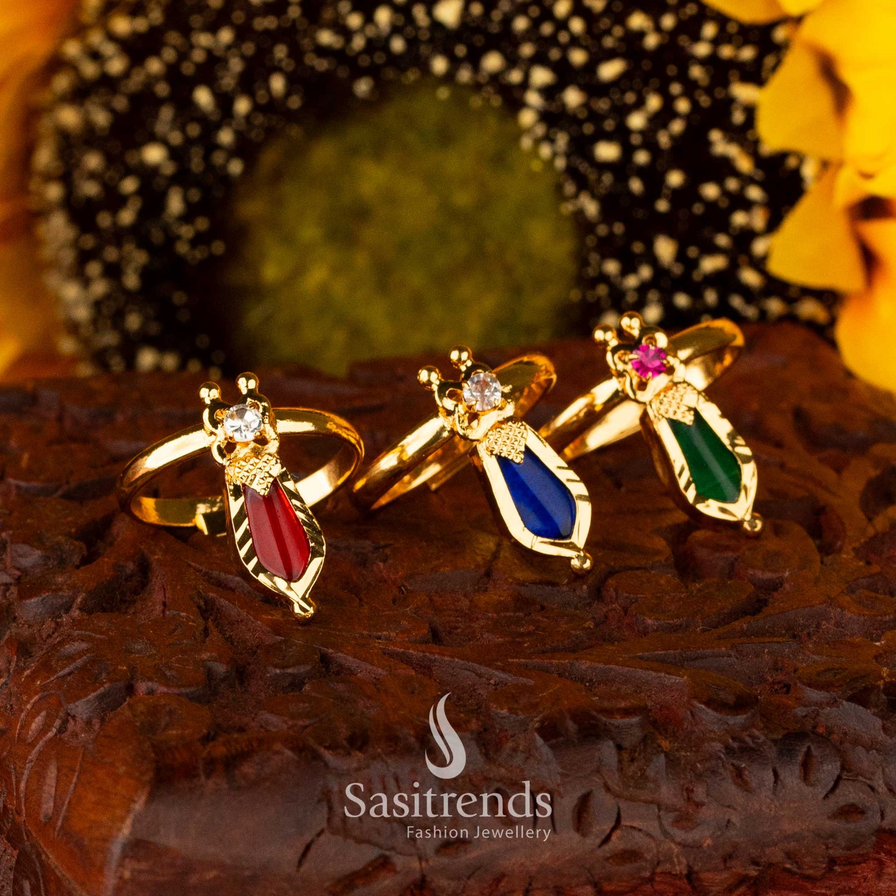 Traditional Micro Gold Plated Nagapadam Palakka Rings - Sasitrends