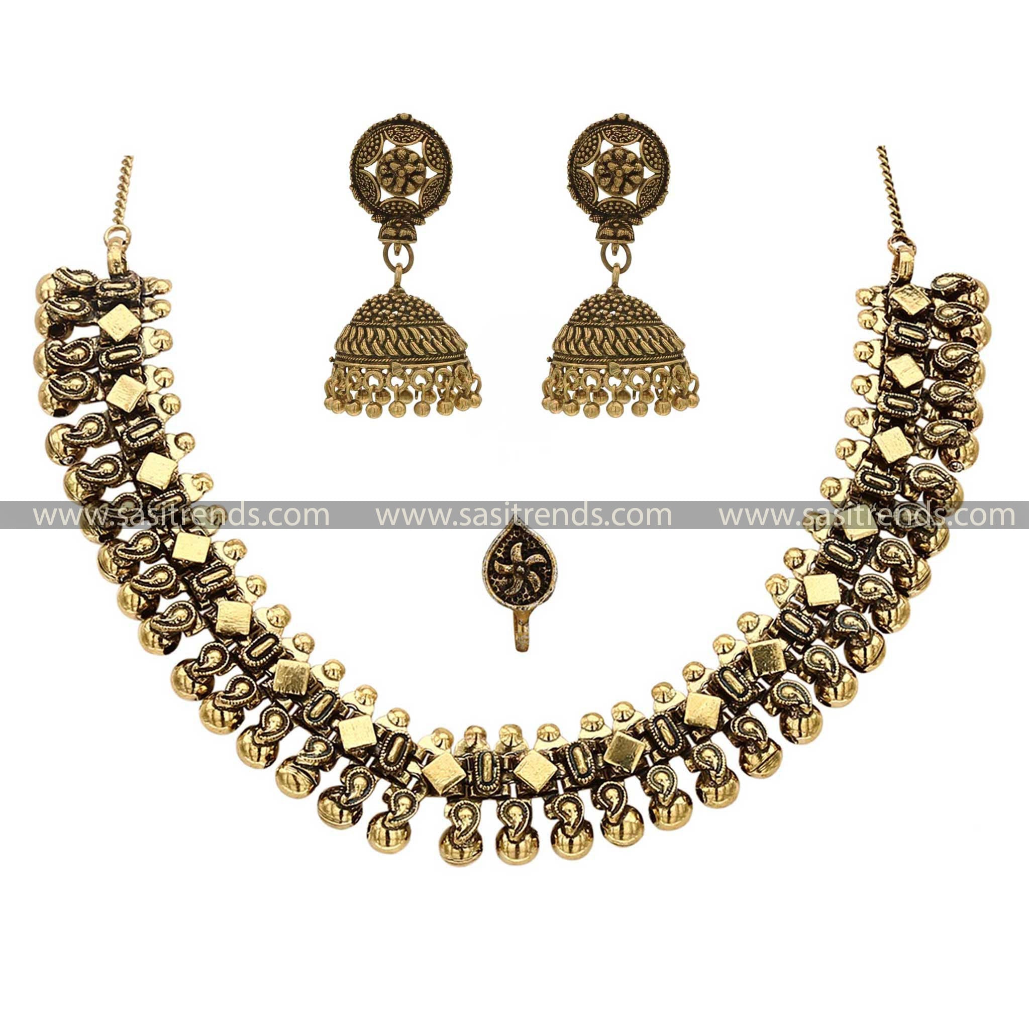 Sasitrends - Haara Oxidised Silver and Antique Gold Nosepin Combo ...