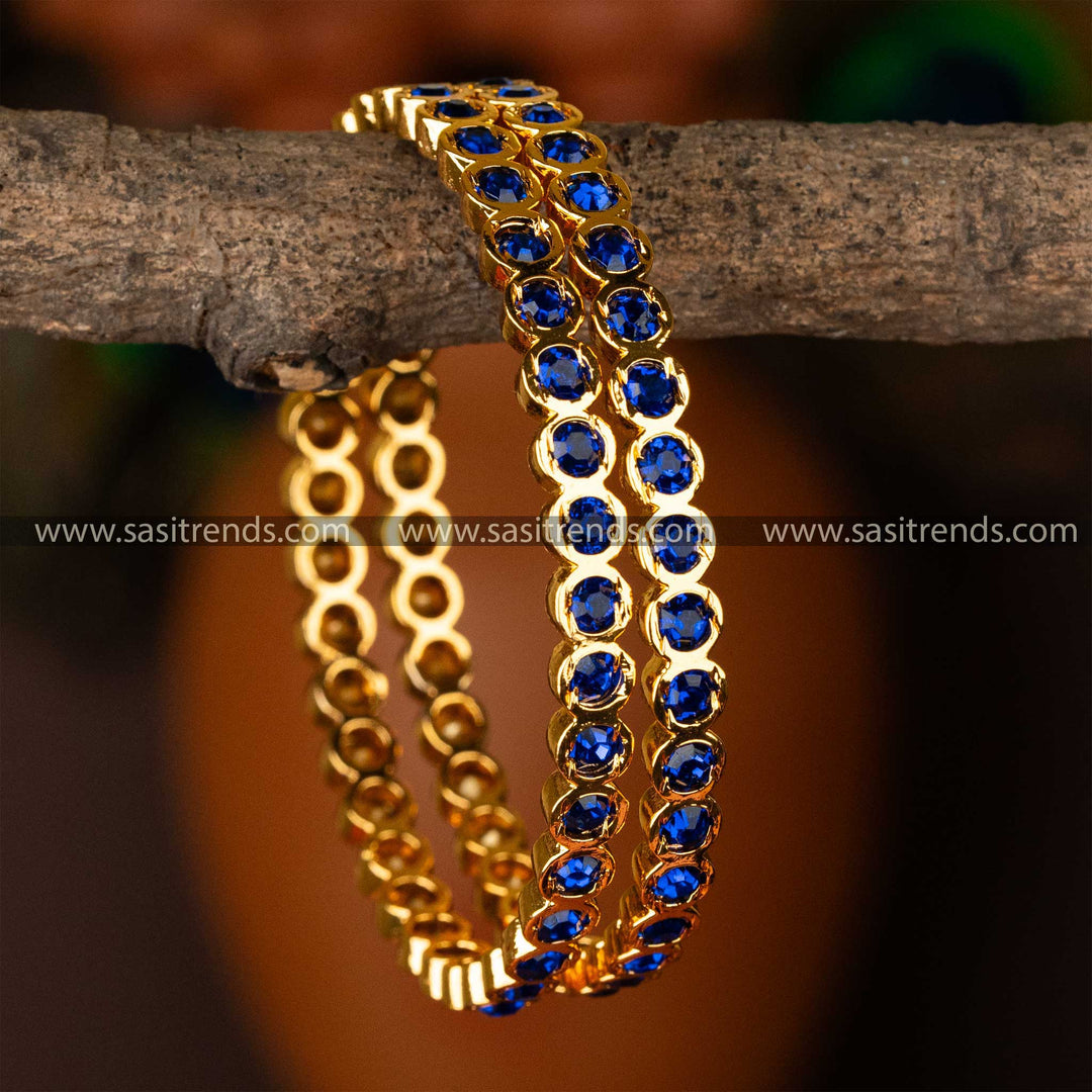 Shop Traditional Wear Micro Gold Plated Addigai Stone Bangles for Women ...