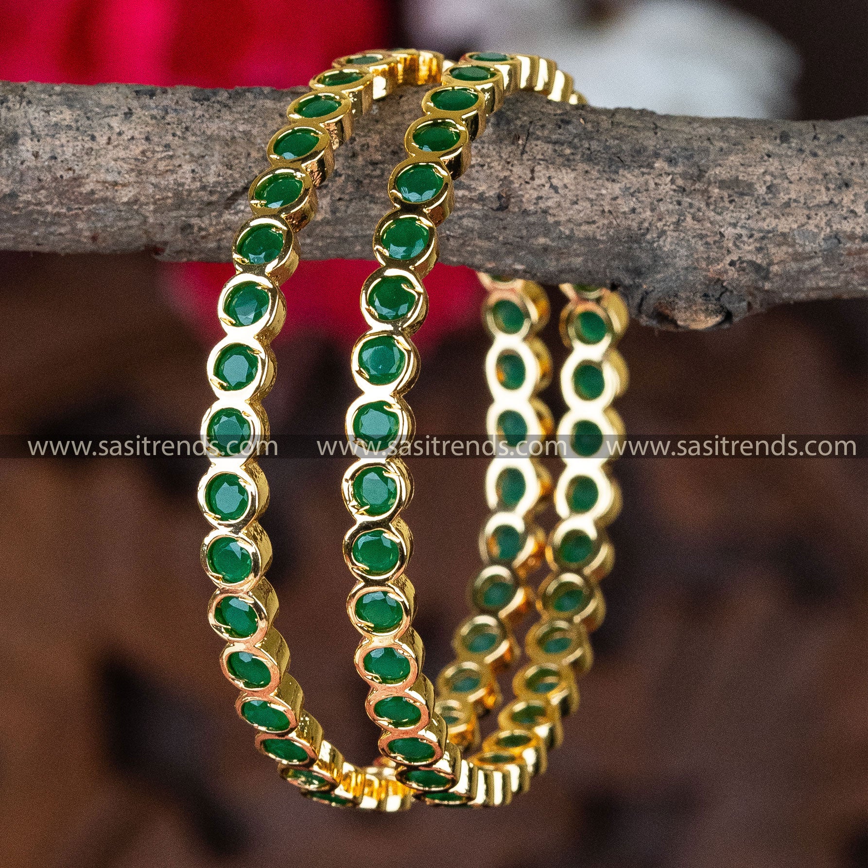 Traditional Full-Ruby Attigai Bangles | American Diamond Stones ...