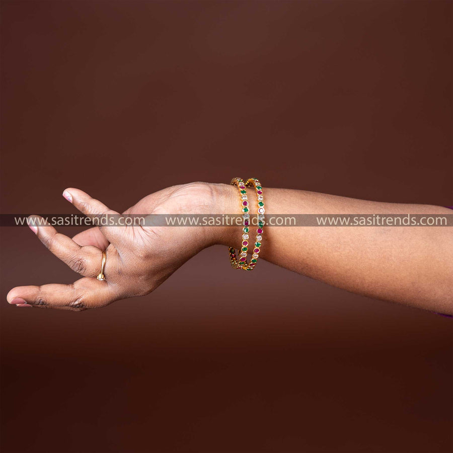 Traditional Full-Ruby Attigai Bangles | American Diamond Stones ...