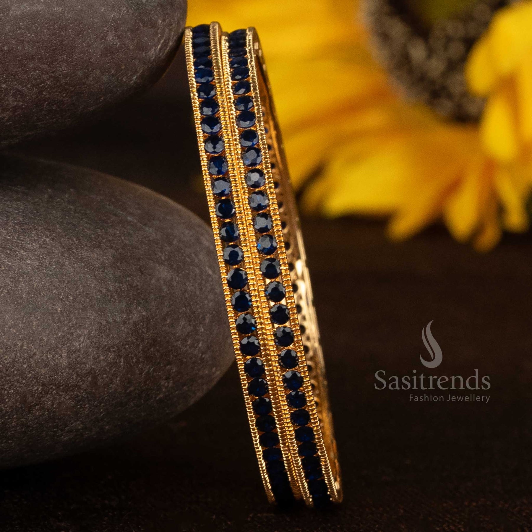 American Diamond CZ Micro Gold Plated Bangles - Sasitrends