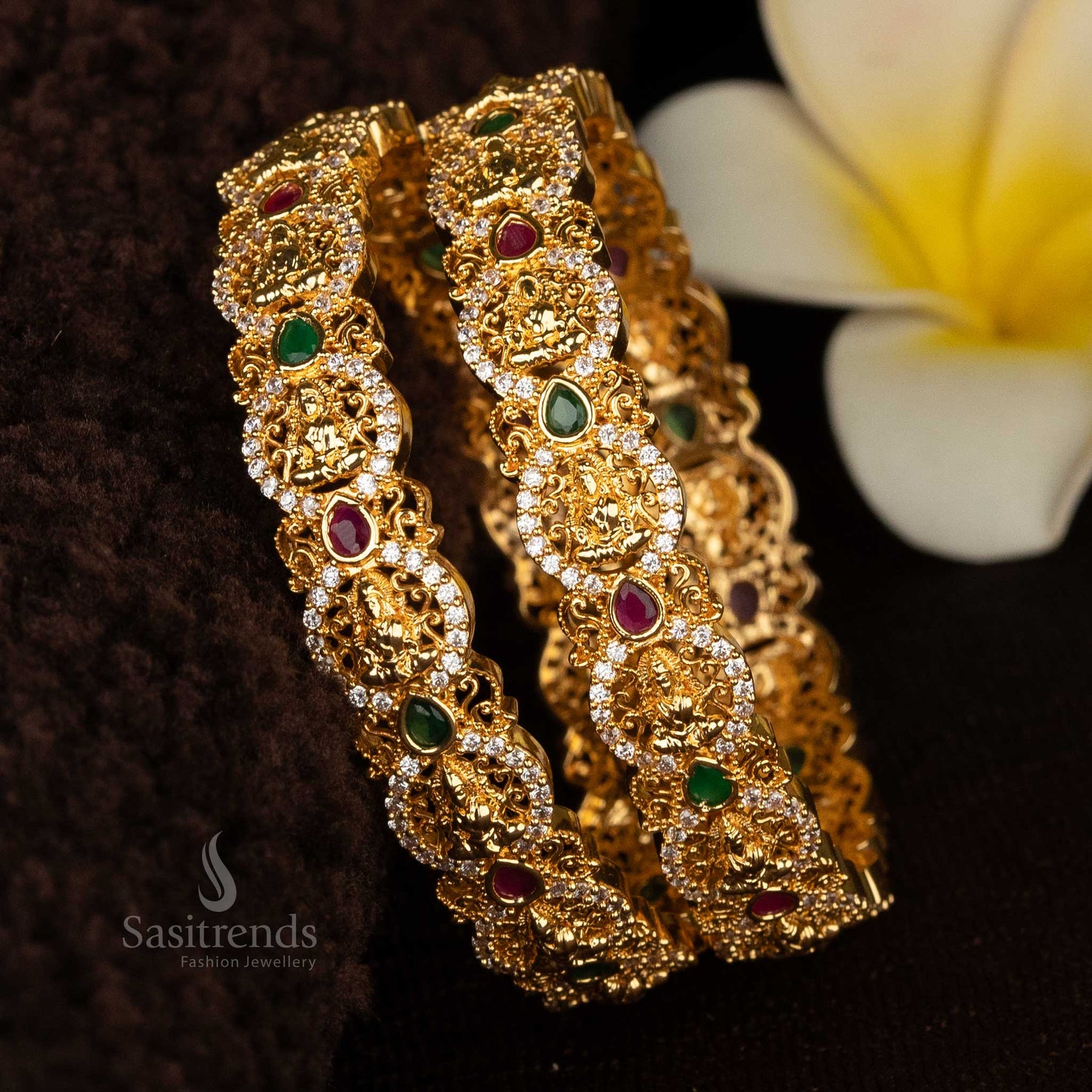 Sasitrends - One Gram Micro Gold Plated Floral Bangles – Real Gold Look
