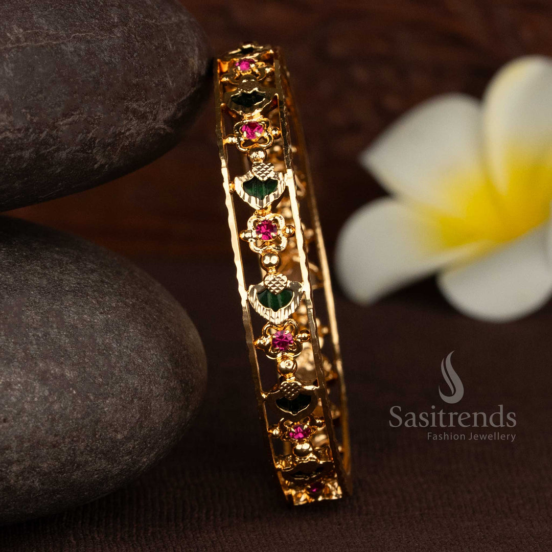 Temple Matte Gold AD Stone Openable Kada Bracelet – Sasitrends