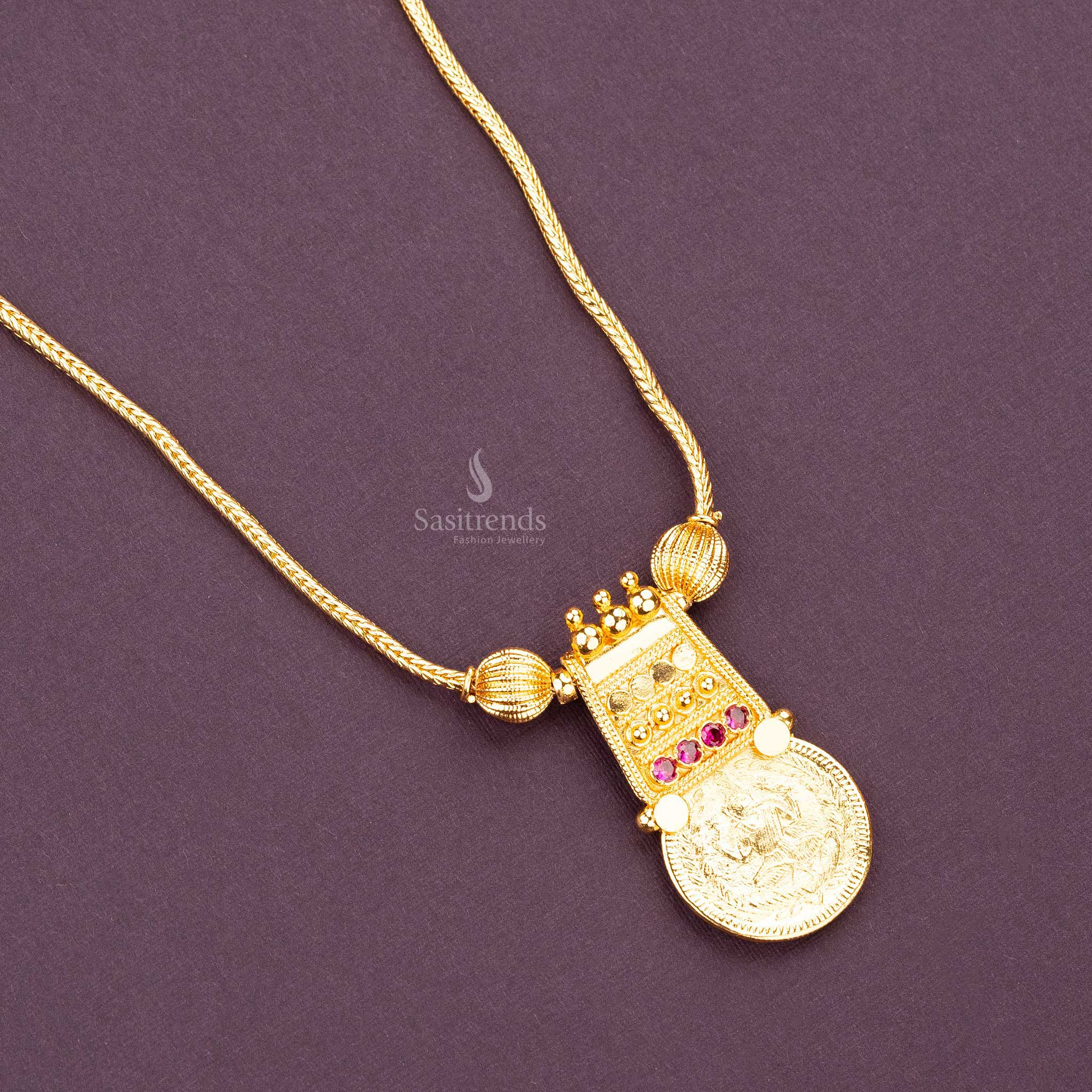 Traditional Micro Gold Plated Lakshmi Big Coin Necklace - Sasitrends ...
