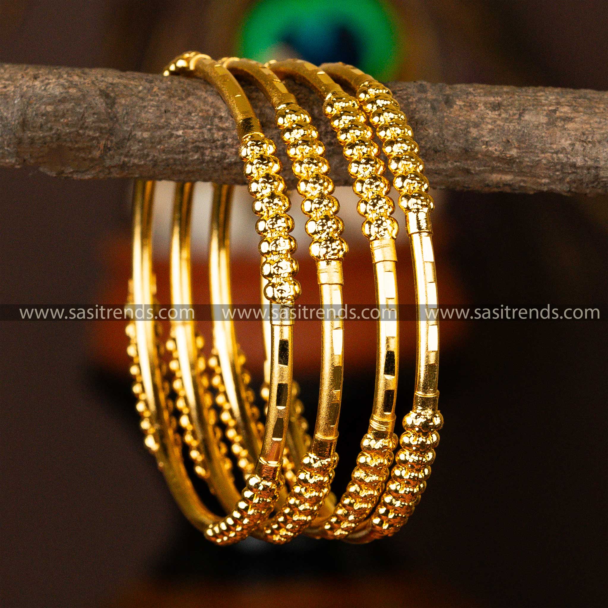 Trending Traditional Micro Gold Plated Spiral Stone Bangles Set ...