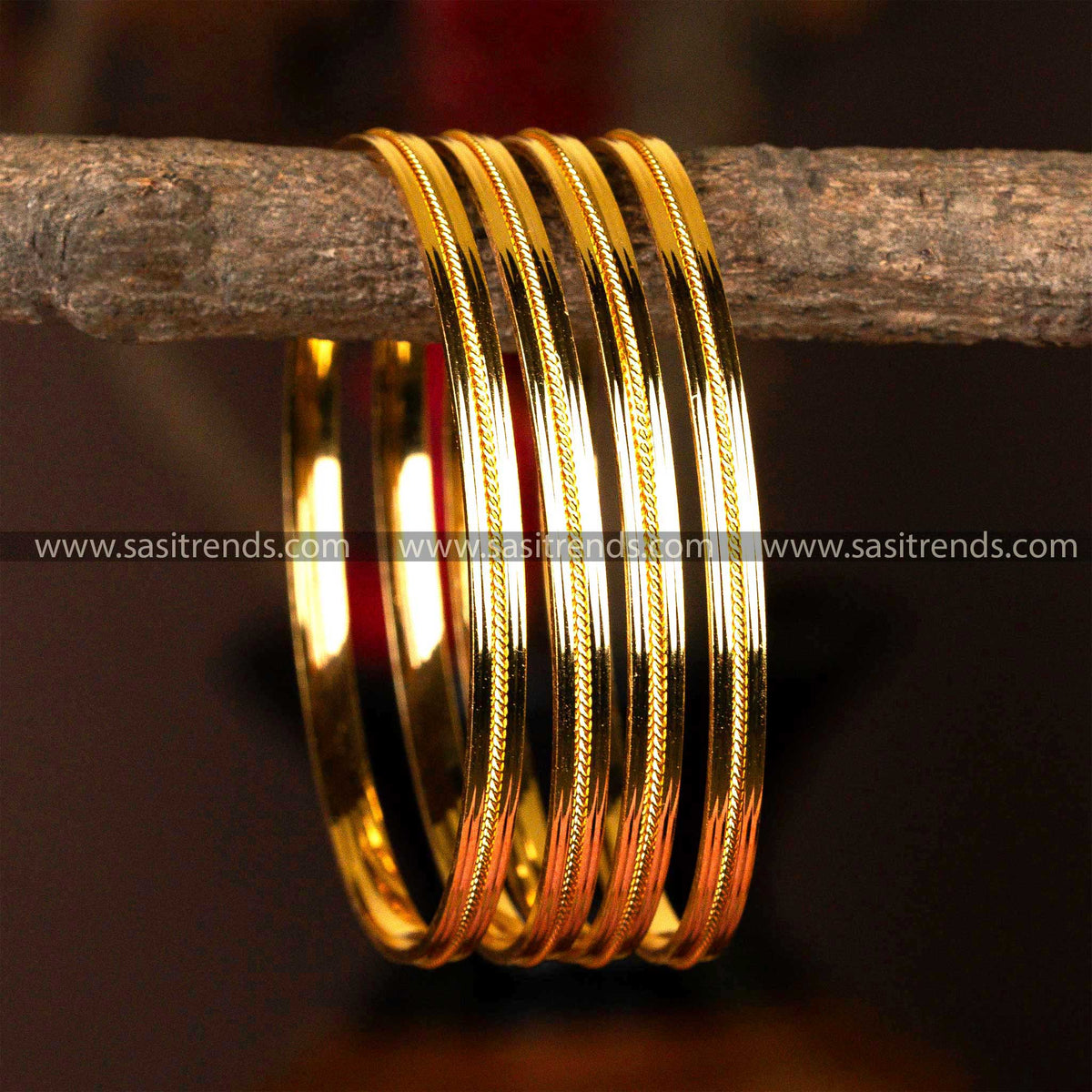 Textured Harmony Kada Micro Gold Plated Bangles Set - Beautiful ...