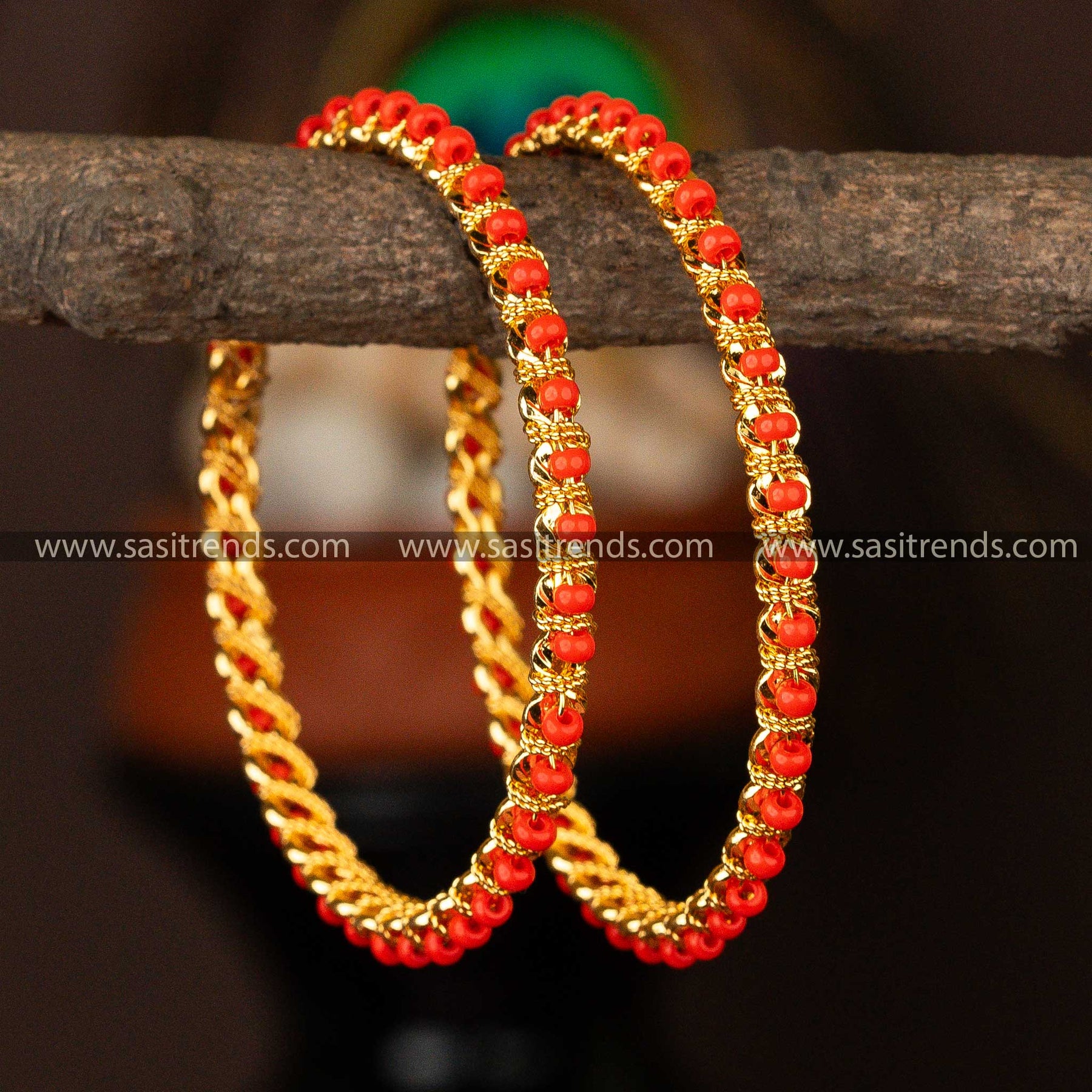 Exquisite Micro Gold Plated Pavalam Stone Bangles | Festive Collection ...