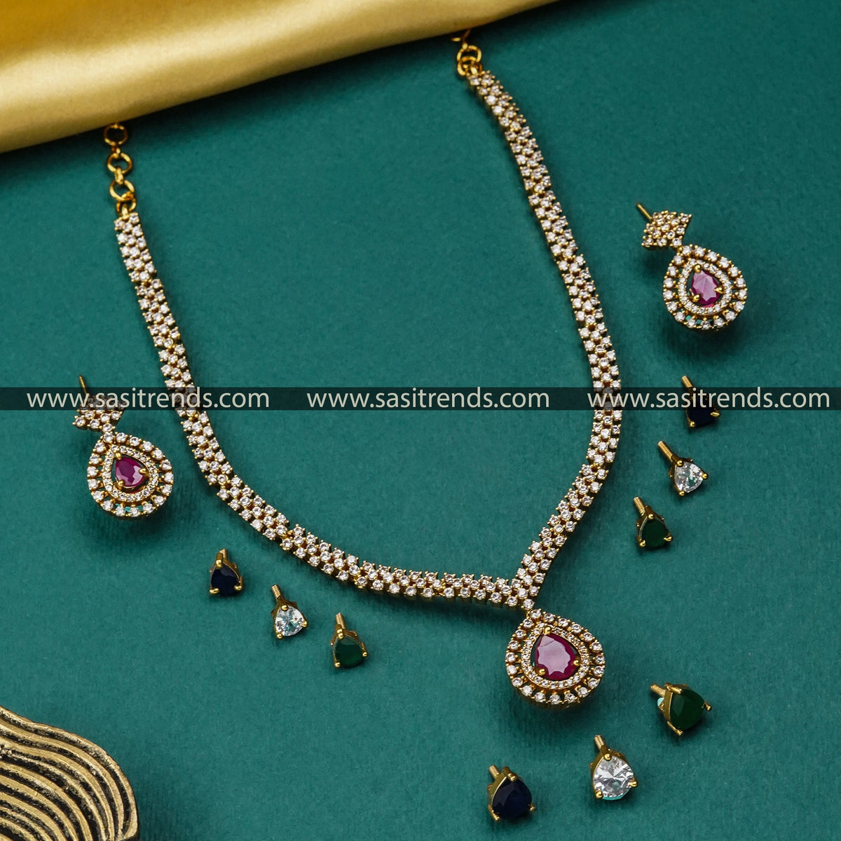 Party Wear Temple Matte Gold Finish Tilak-Shaped Interchangeable ...