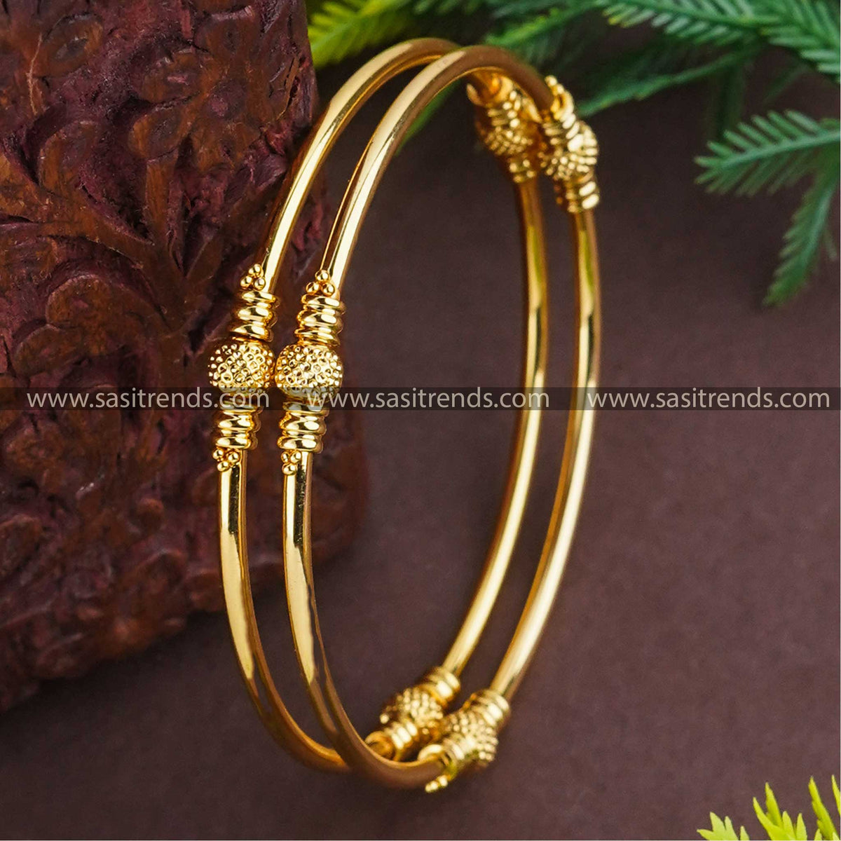 Buy Exquisite Kappu Plain Bangles Pair - Micro Gold Plated Elegance ...